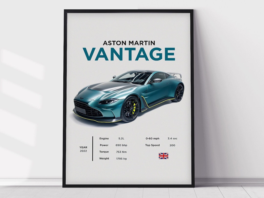Aston Martin Vantage V12 Poster Print, Boys Room Decor, Home Office Art ...