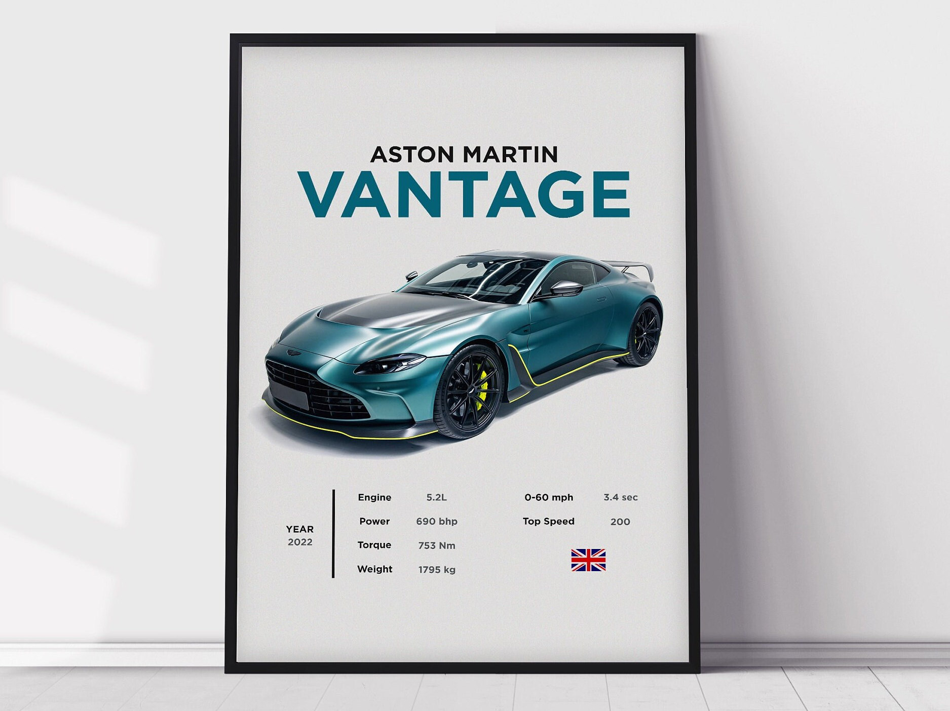 Aston Martin Vantage V12 Poster Print, Boys Room Decor, Home Office Art ...