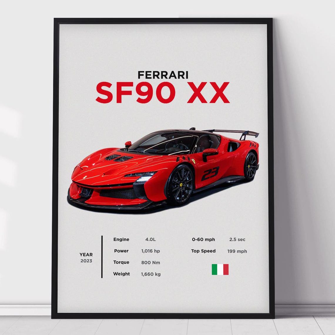 Ferrari SF90 XX Poster Print, Boys Room Decor, Home Office Art, Room ...