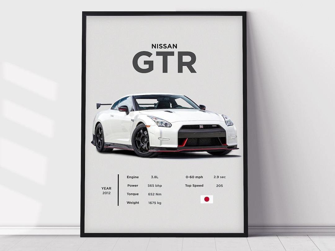 Nissan GTR Print, Wall Art for Boys Room, Room Decor, Home Office Art ...