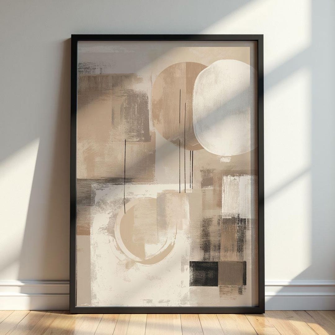 Abstract Neutral Art Gallery Wall Art Beige Print Living Room Art ...