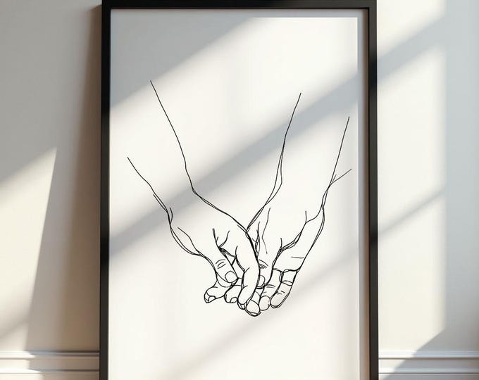 Holding Hands One Line Poster, Abstract Art, Abstract Poster, Modern ...