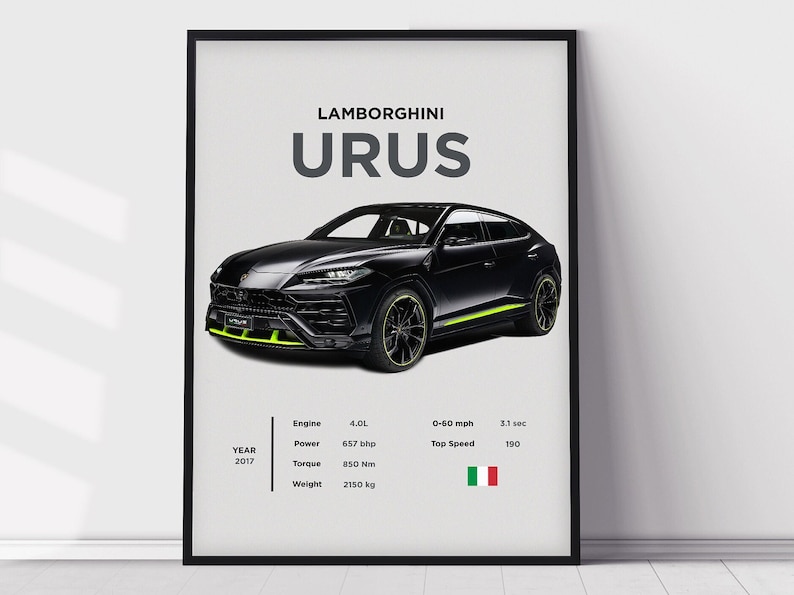 Lamborghini Urus Poster Print, Boys Room Decor, Home Office Art, Room ...