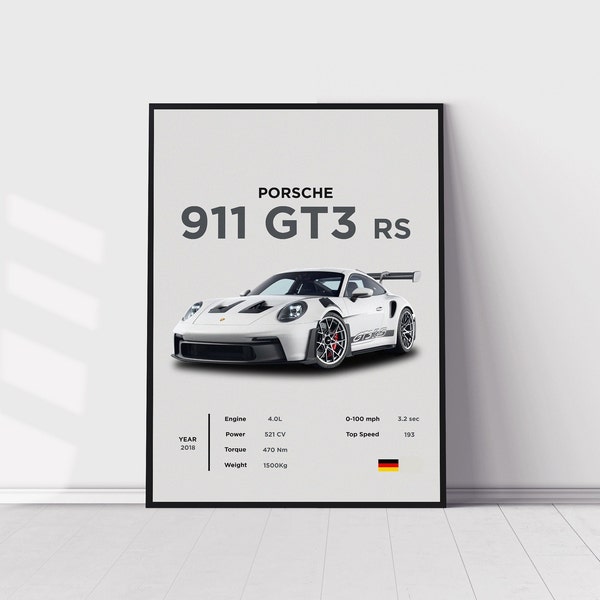 Porsche 911 gt3 rs poster - Etsy España