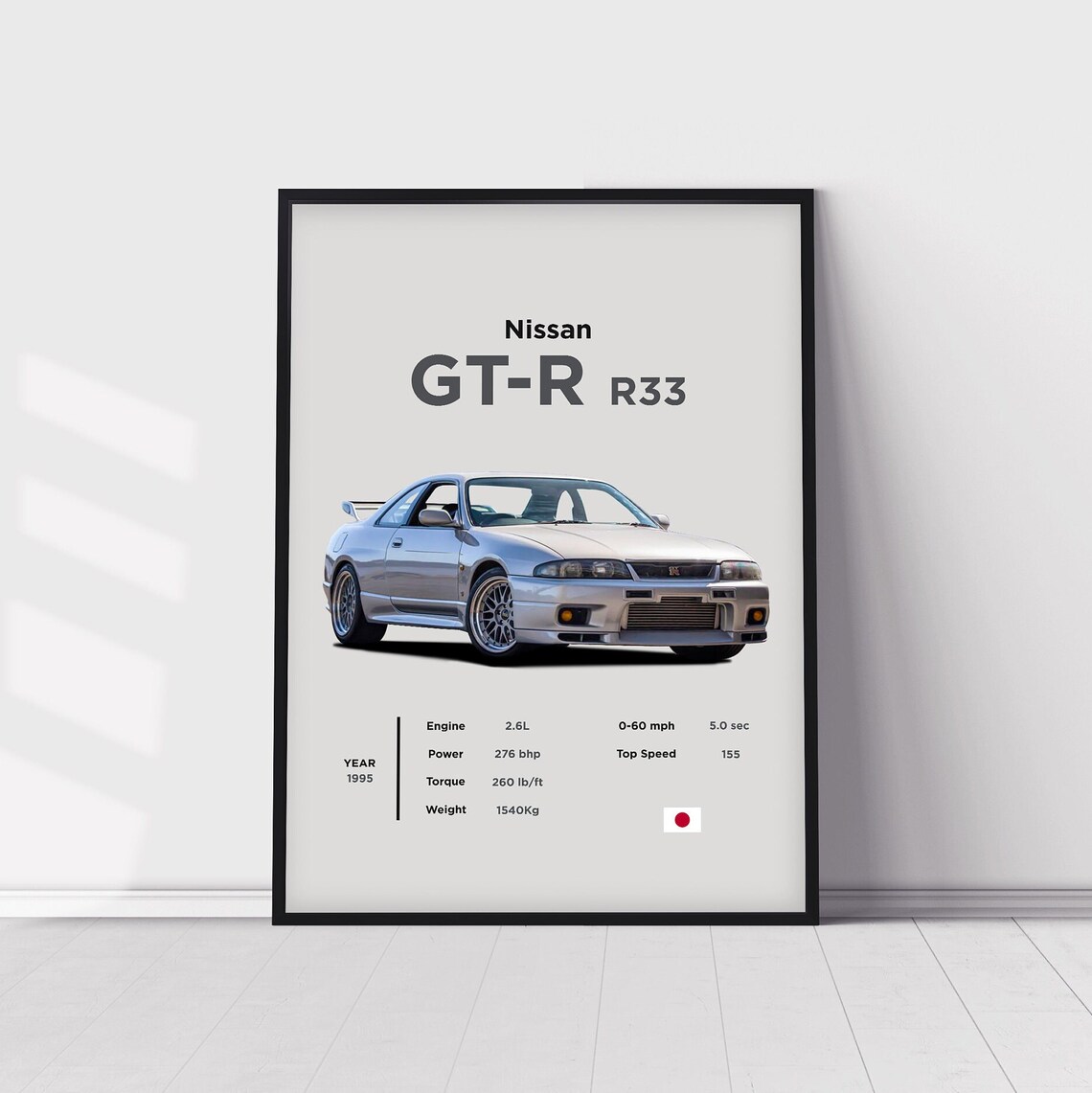 1995 Nissan Skyline GT-R R33 Print Wall Art for Kids Boys Room, Room ...