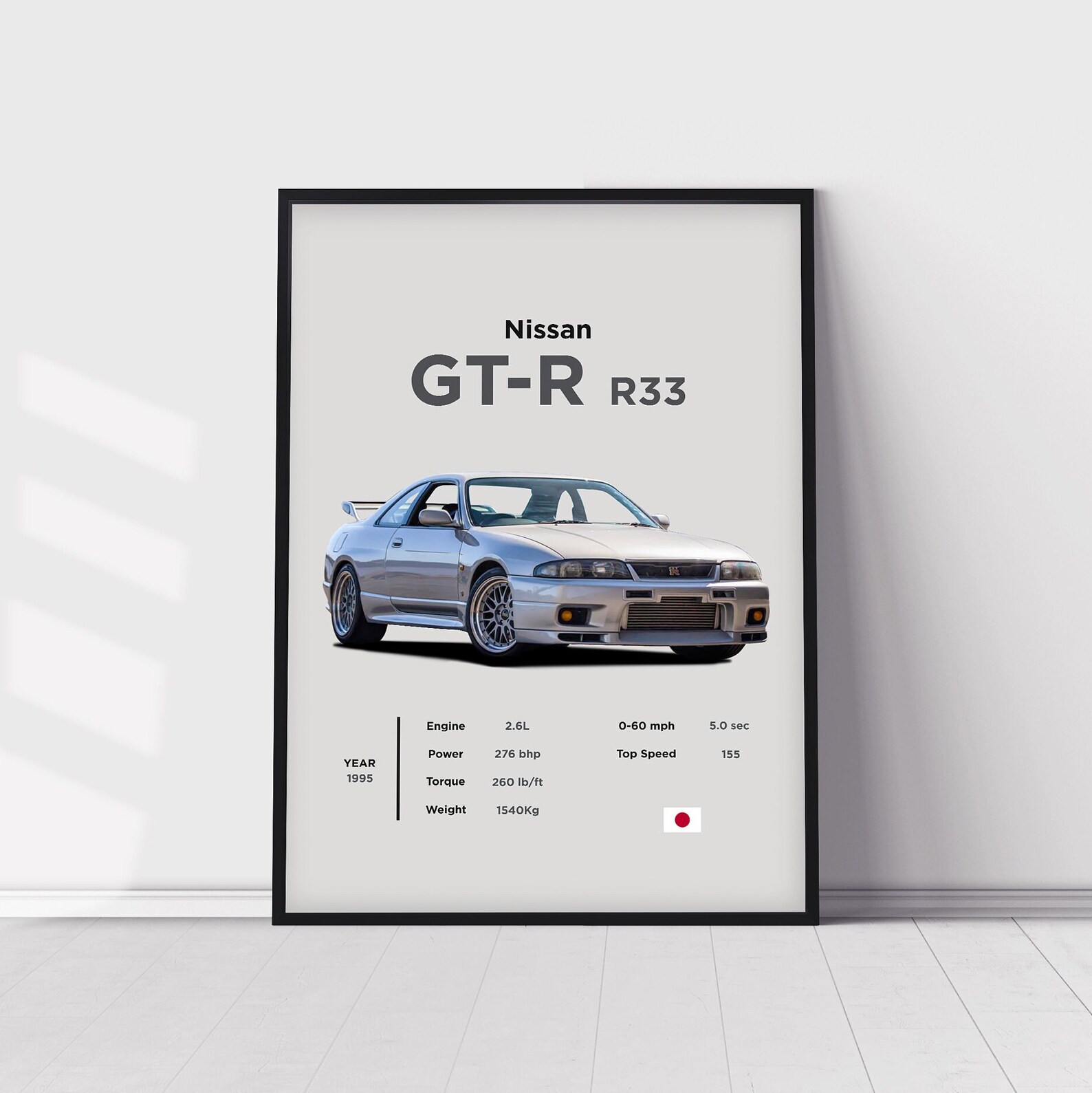 1995 Nissan Skyline GT-R R33 Print Wall Art for Kids Boys Room, Room ...
