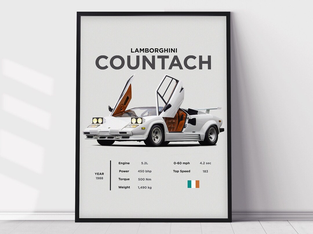 Lamborghini Countach Poster Print, Boys Room Decor, Home Office Art ...