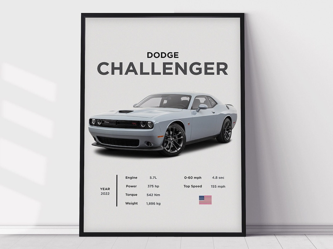 Dodge Challenger Poster Print, Boys Room Decor, Home Office Art, Room ...