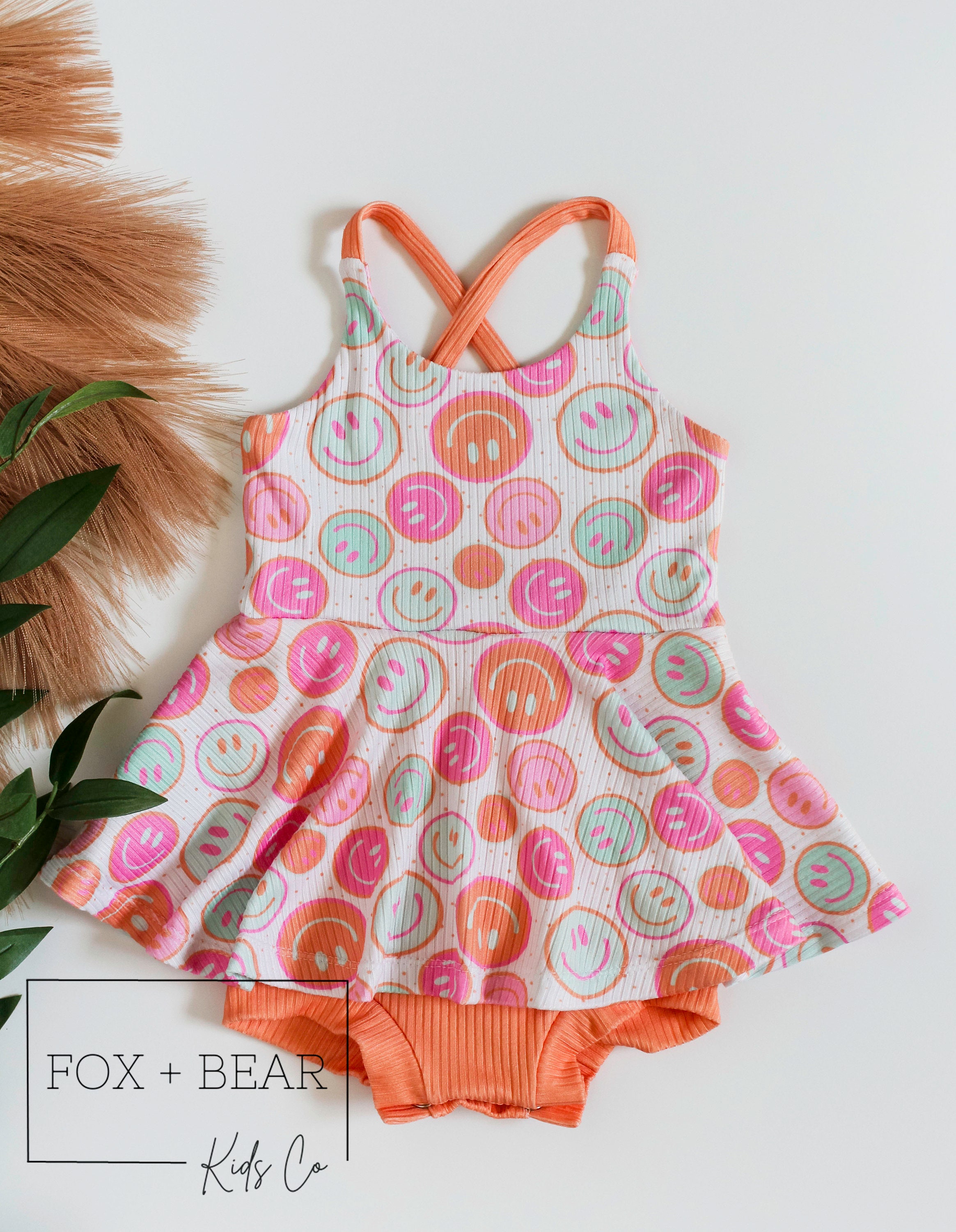 Pink Smilies Skirted Bodysuit, Smiley Face Outfit, Baby Girl Smiley ...