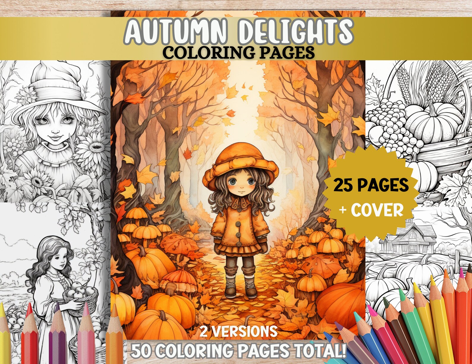 Fall Coloring Pages Autumn Coloring Pages Adult Coloring Book PDF ...