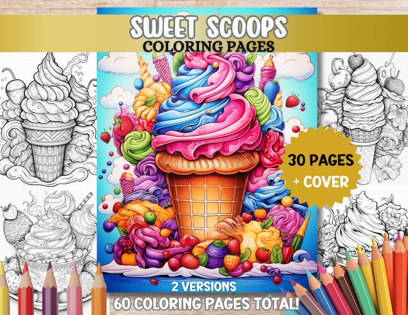 Ice Cream Coloring Pages Ice Cream Coloring Sheets Sweets Adult ...