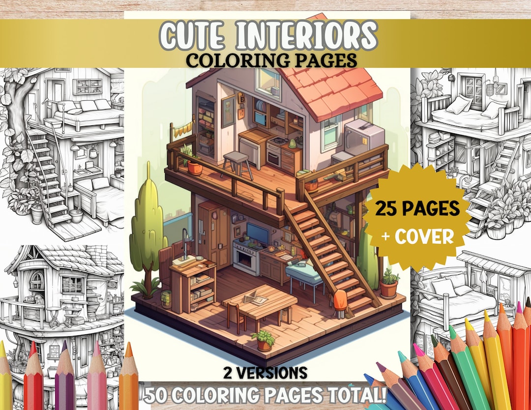 Cute House Interior Coloring Pages Isometric Room Coloring Pages Cute ...