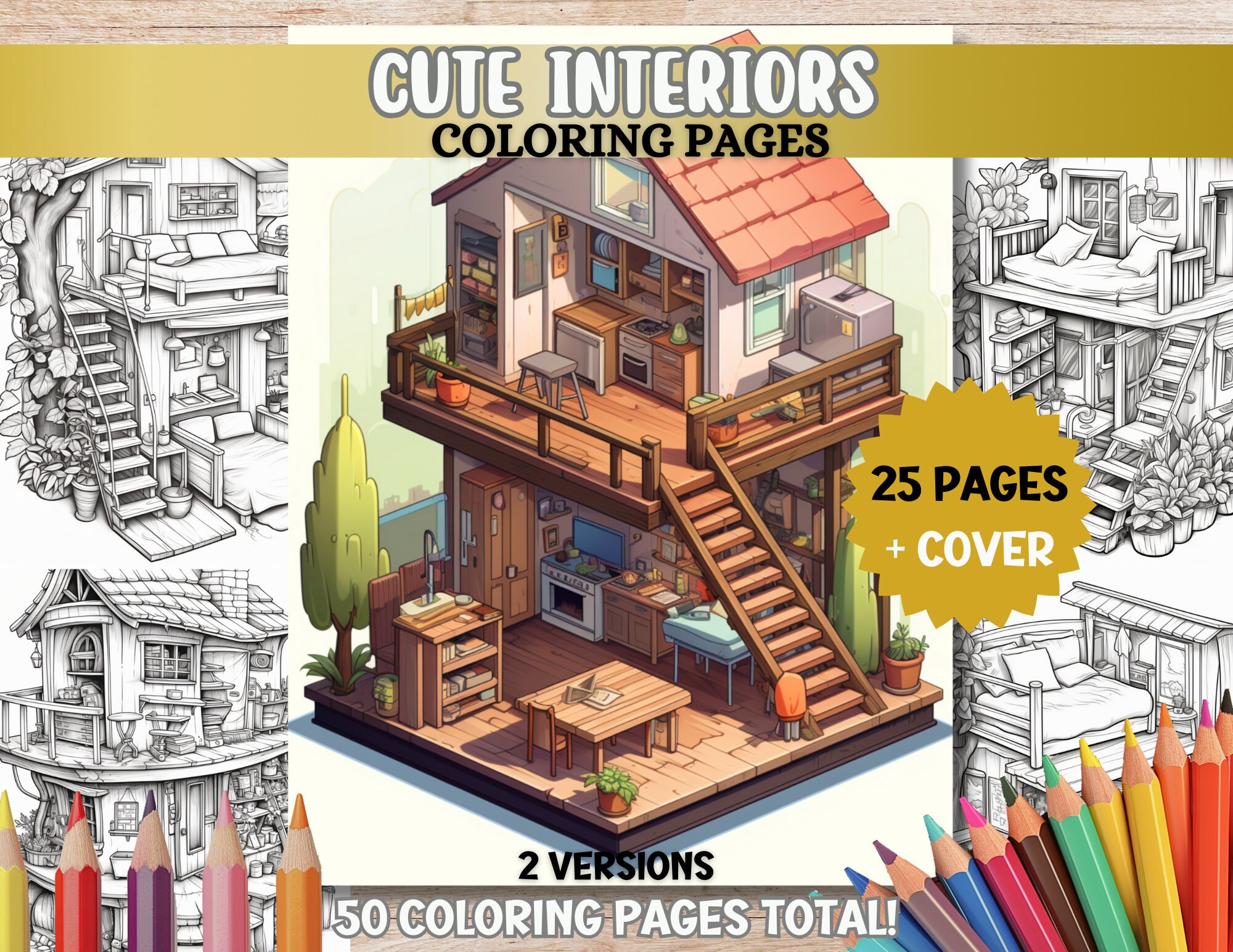 Cute House Interior Coloring Pages Isometric Room Coloring Pages Cute ...
