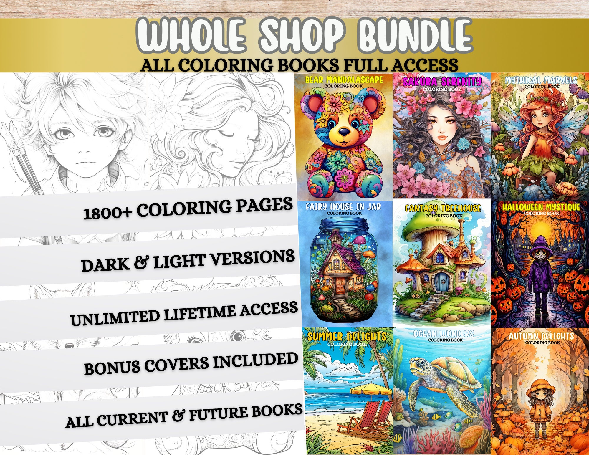 Coloring Book Whole Shop Bundle Coloring Pages Bundle PDF Printable ...