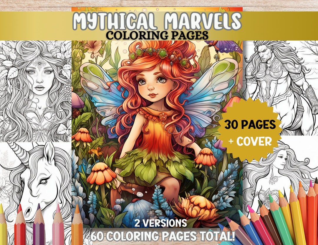 Mythical Creatures Coloring Pages Unicorn Mermaid Fairy Coloring Adult ...