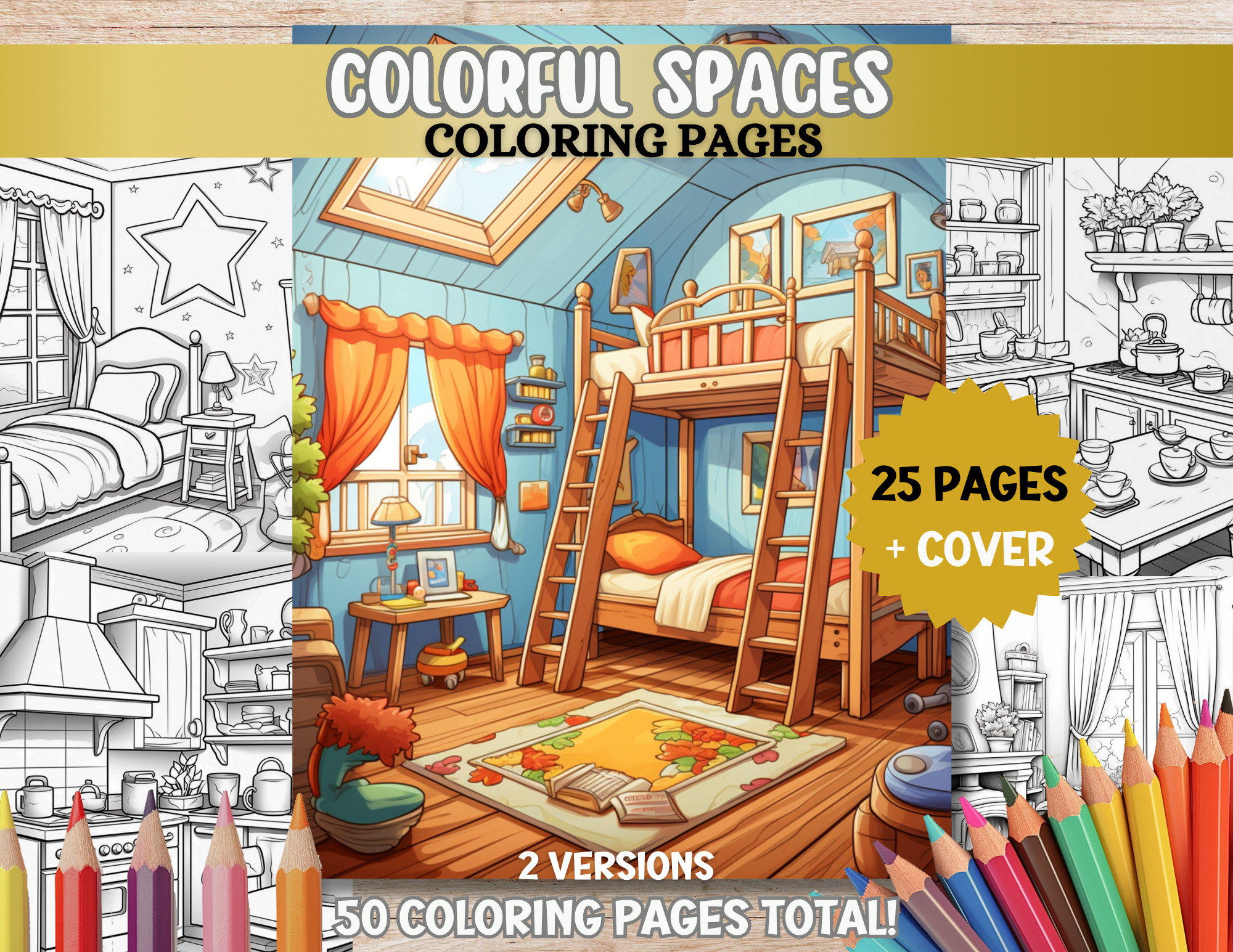 Cute Rooms Coloring Pages Kids House Coloring Pages Relaxing Adult ...