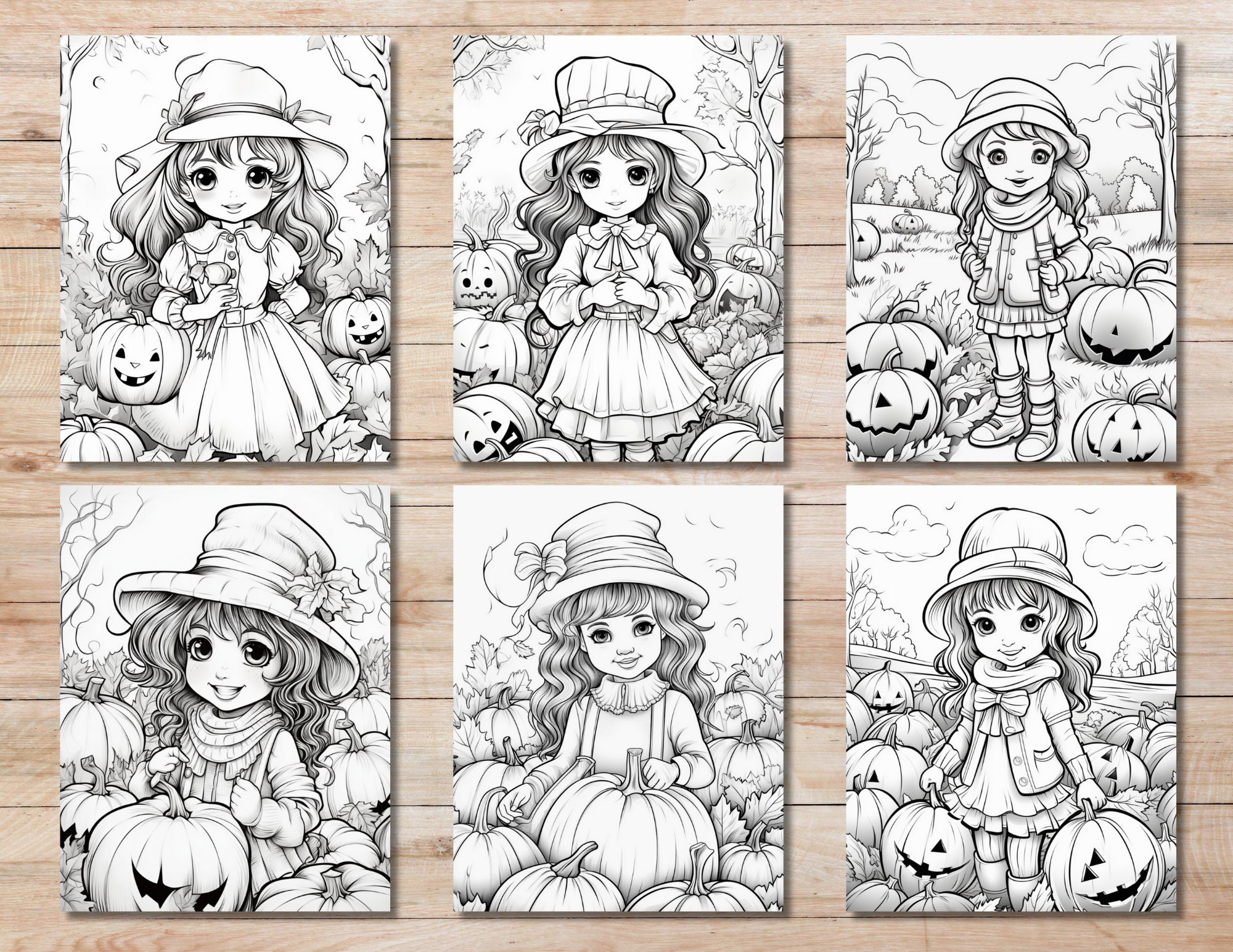 Autumn Darlings Coloring Pages Kawaii Adult Adult Coloring Book Happy ...