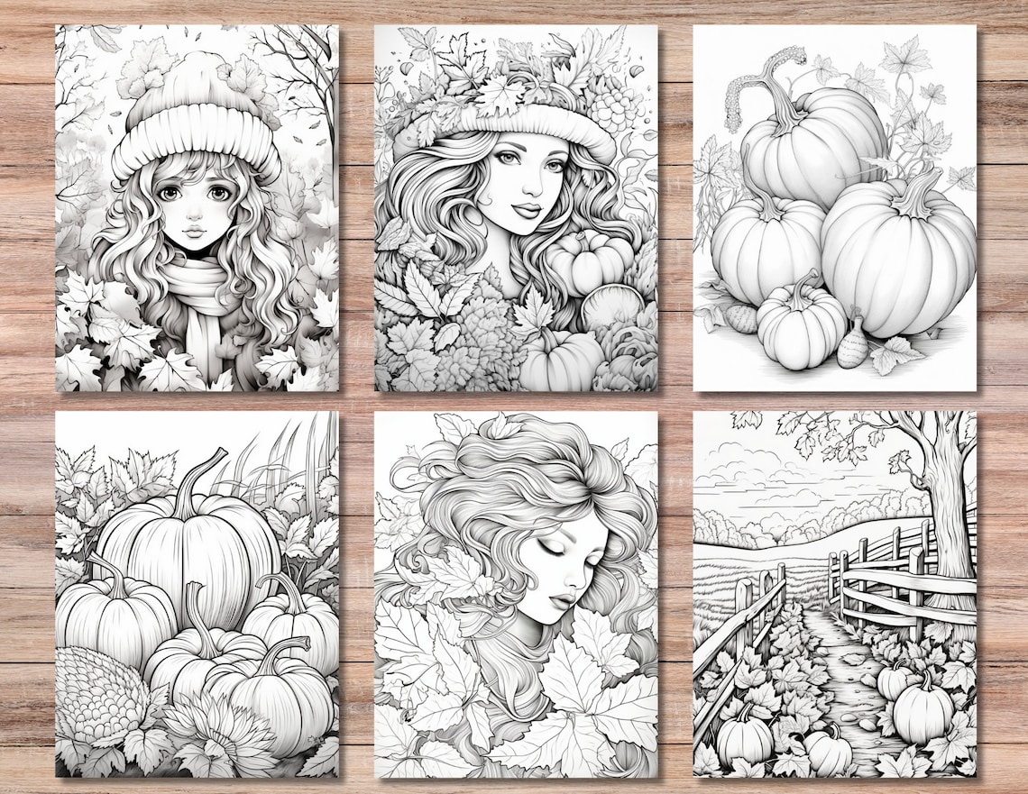 Fall Coloring Pages Autumn Coloring Pages Adult Coloring Book PDF ...