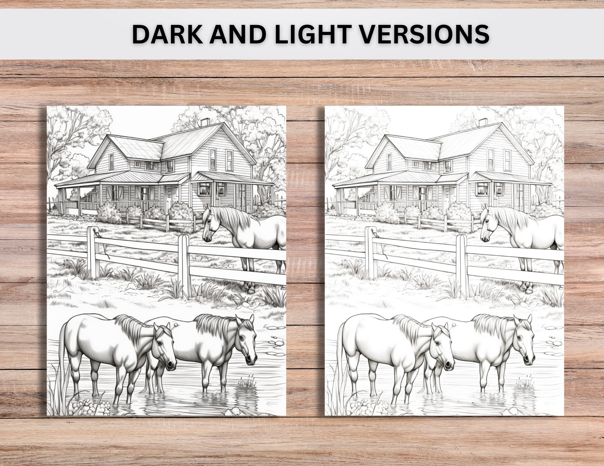 Farmhouse Coloring Pages Ranch Style Houses Cute Animals Farm Country ...