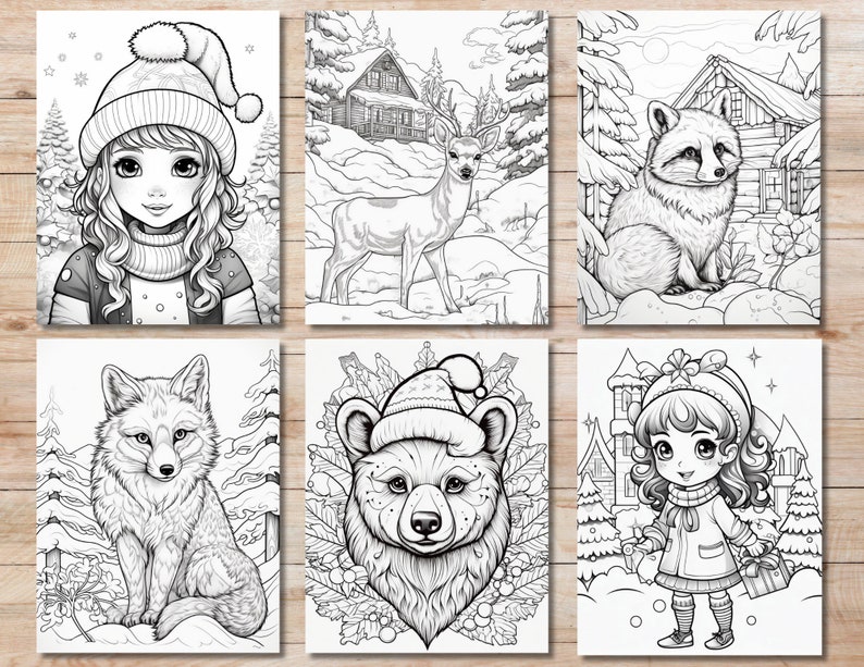 Winter Coloring Pages Christmas Coloring Pages Adult Coloring Book PDF ...
