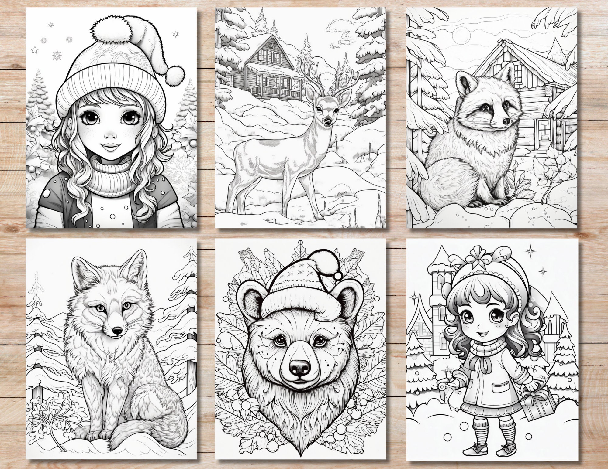 Winter Coloring Pages Christmas Coloring Pages Adult Coloring Book PDF ...