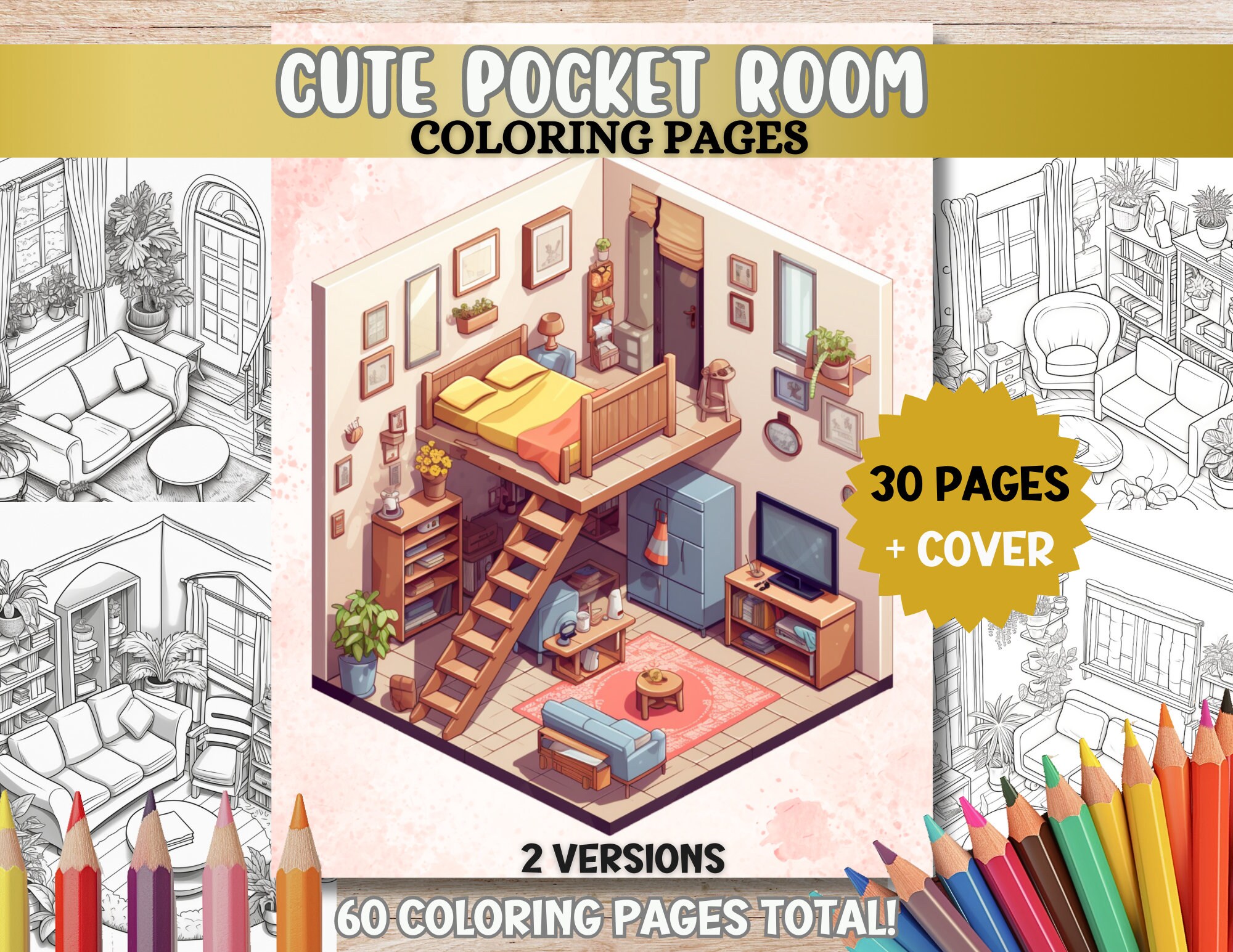 Pocket Room Coloring Pages Isometric Interior Cute Coloring Pages Adult ...