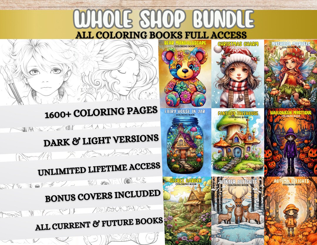 Coloring Book Whole Shop Bundle Coloring Pages Bundle PDF Printable ...
