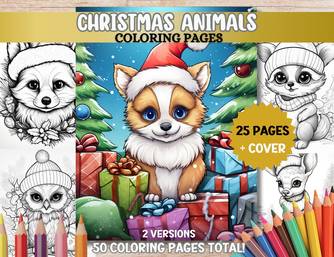 Christmas Animals Coloring Book Winter Animals Cute Coloring - Etsy