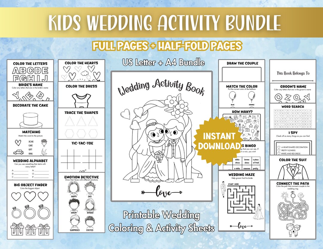 Kids Wedding Activity Bundle Pack Ultimate Wedding Coloring Book ...