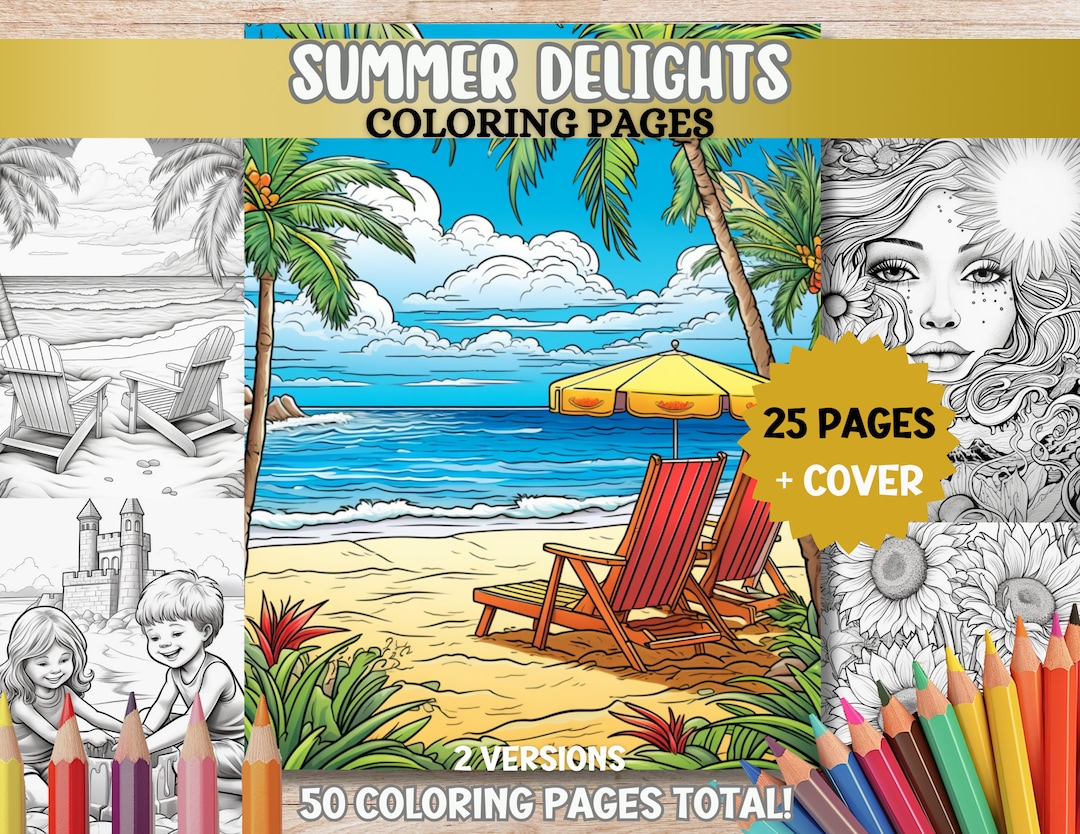 Summer Coloring Pages Beach Coloring Pages Adult Coloring Book PDF ...
