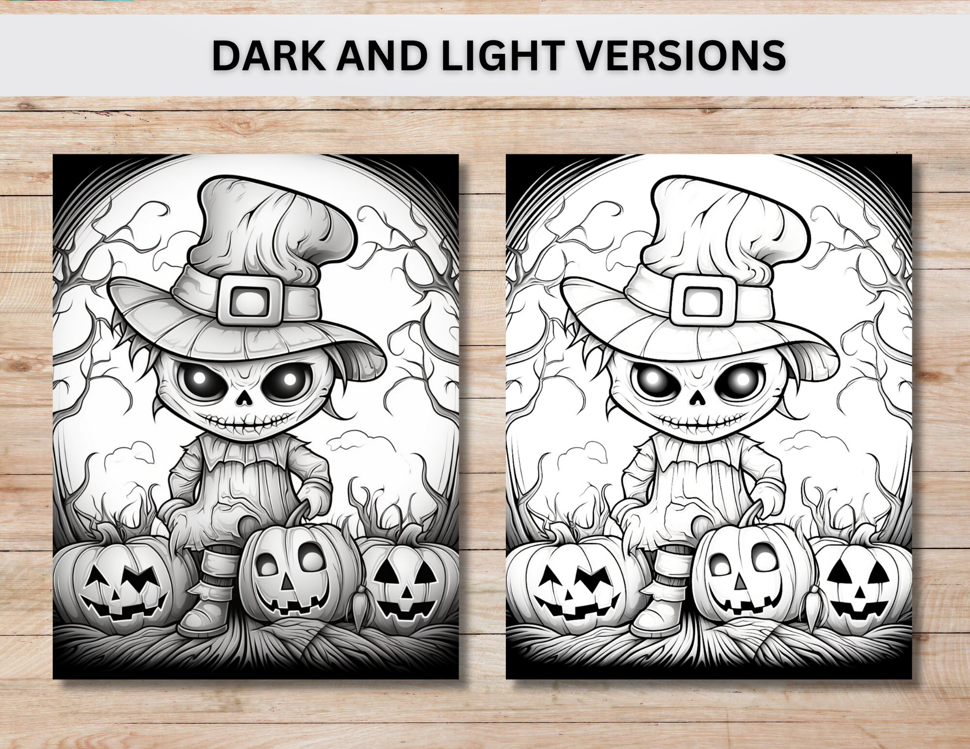 Cute Halloween Coloring Pages Spooky Kids Adult Coloring Book - Etsy