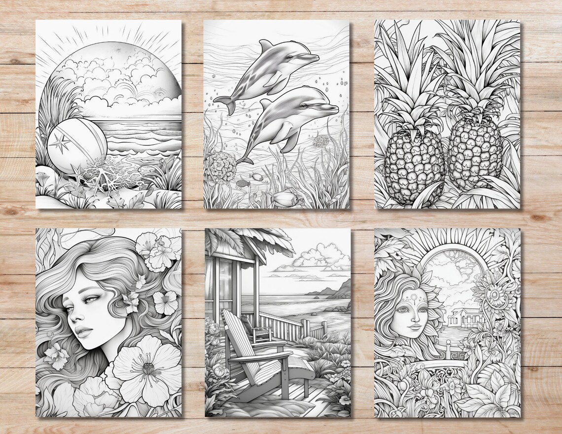 Summer Coloring Pages Beach Coloring Pages Adult Coloring Book PDF ...