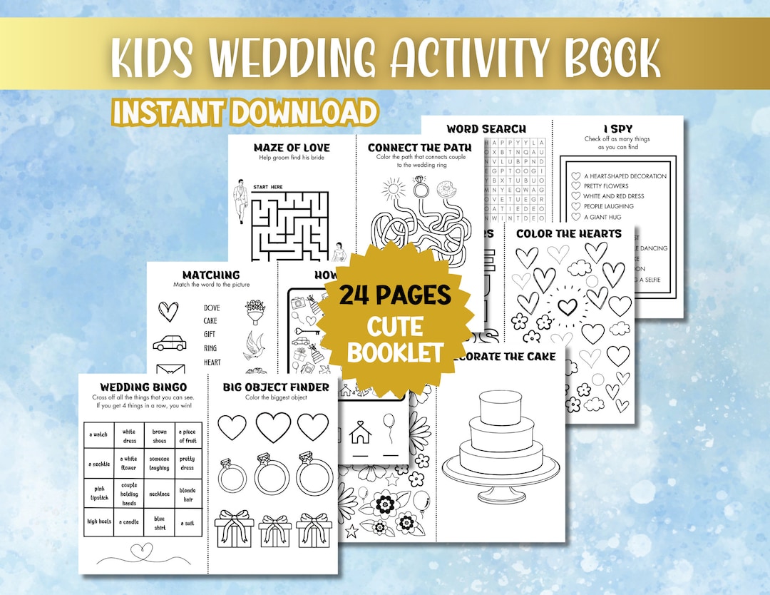 Kids Wedding Coloring Pages Kids Wedding Activity Book Reception ...