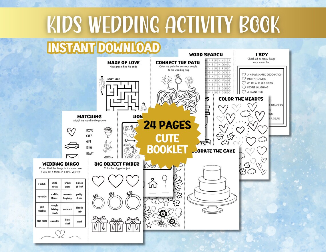 Kids Wedding Coloring Pages Kids Wedding Activity Book Reception ...