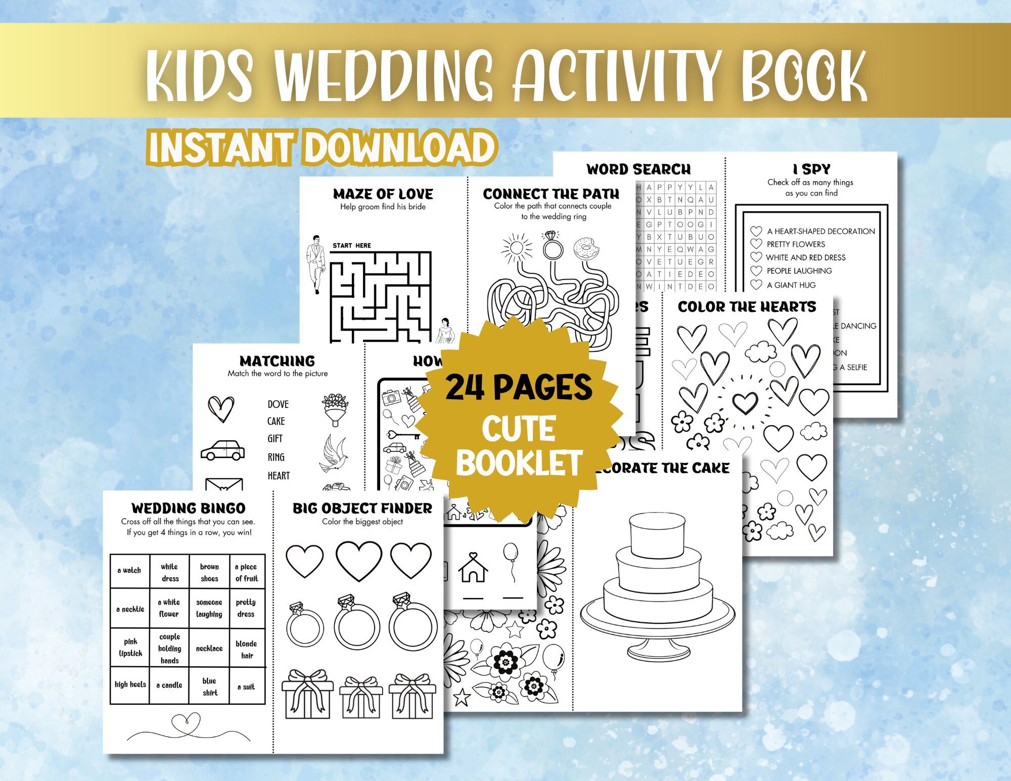 Kids Wedding Coloring Pages Kids Wedding Activity Book - Etsy