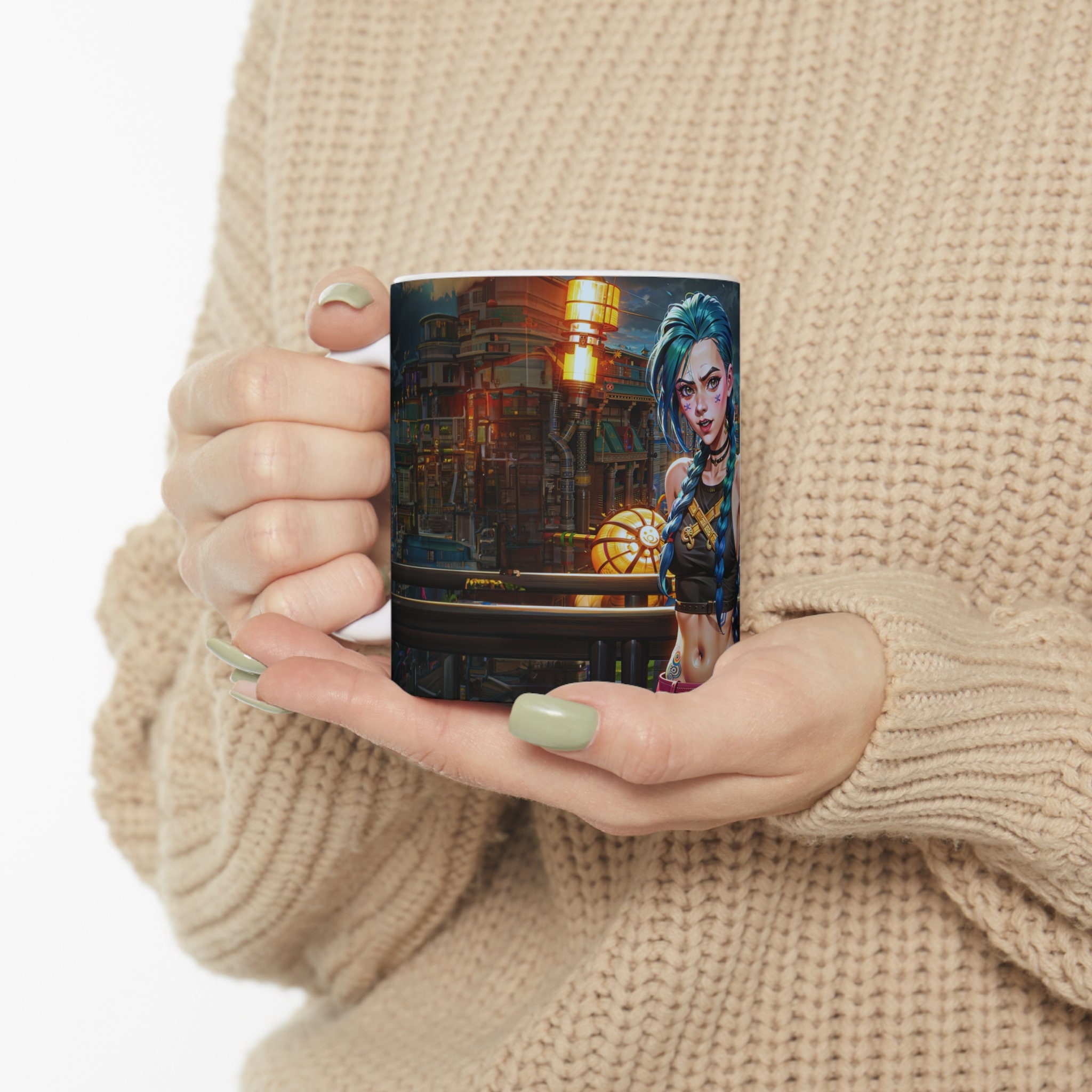 Arcane Jinx and Piltover Mug Lol Miracle Girl Characters With City ...