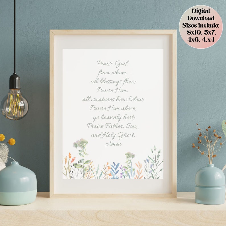 Praise God From Whom All Blessings Flow Sign, Doxology Sign, Christian ...
