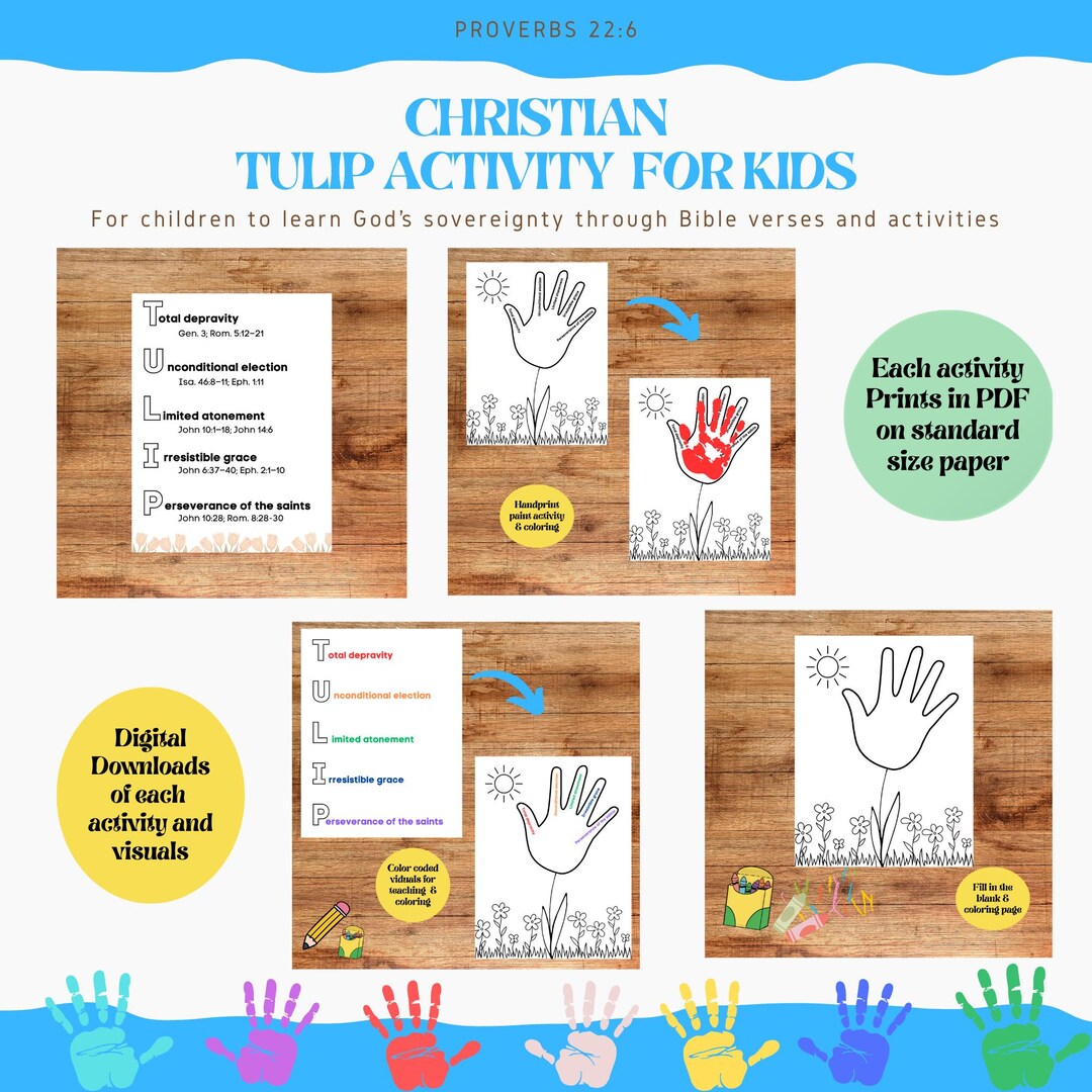 Christian TULIP Activity for Kids, Doctrine of Grace Activity, Reformed ...