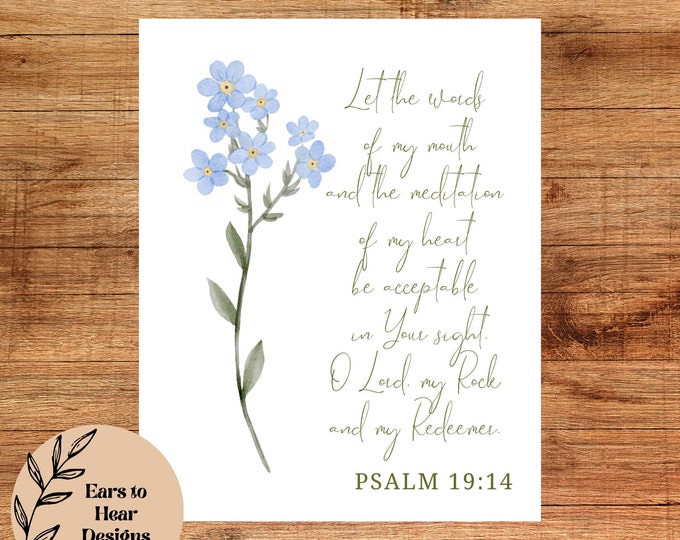 Print Psalm 19:14 Hand Lettered Calligraphy Print Wall Art Beautiful ...