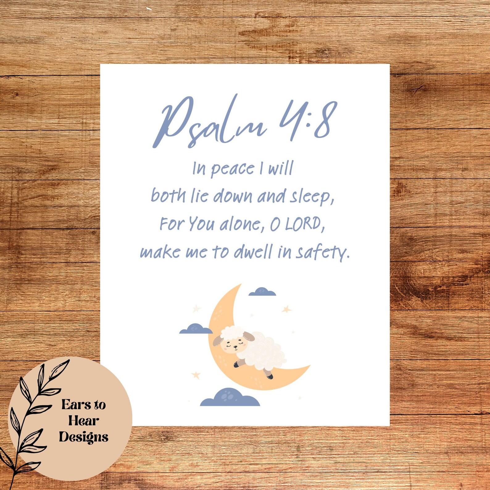 Psalm 4:8, I Will Lie Down and Sleep in Peace, Christian Baby Nursery ...
