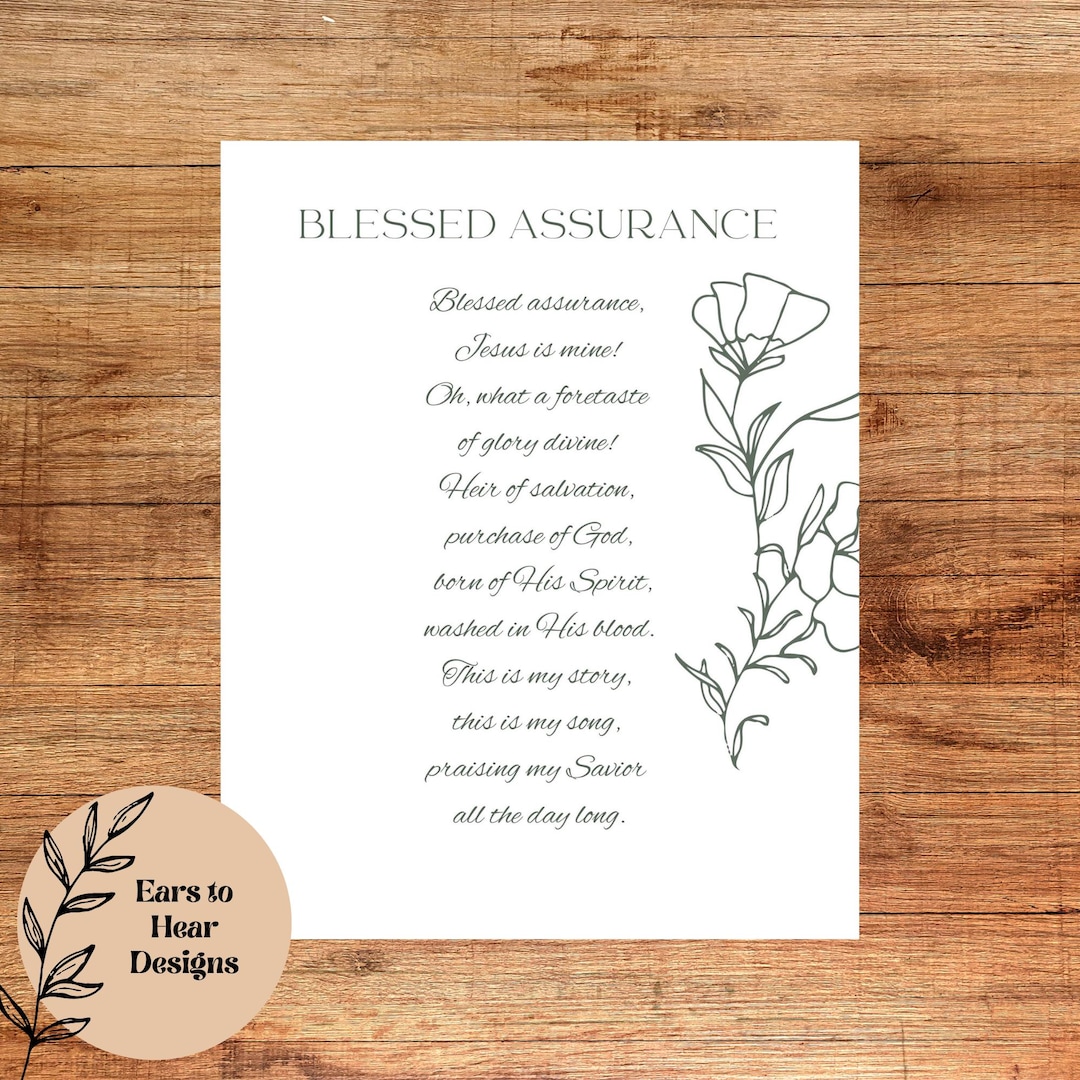 Blessed Assurance, Hymn Wall Art, Blessed Assurance Print, Christian ...