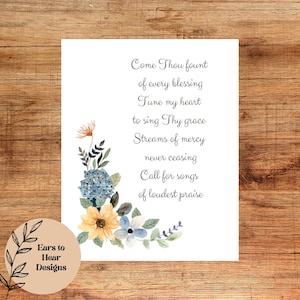Come Thou Fount Hymn, Wall Art Print, Hymn Art Print, Come Thou Fount ...