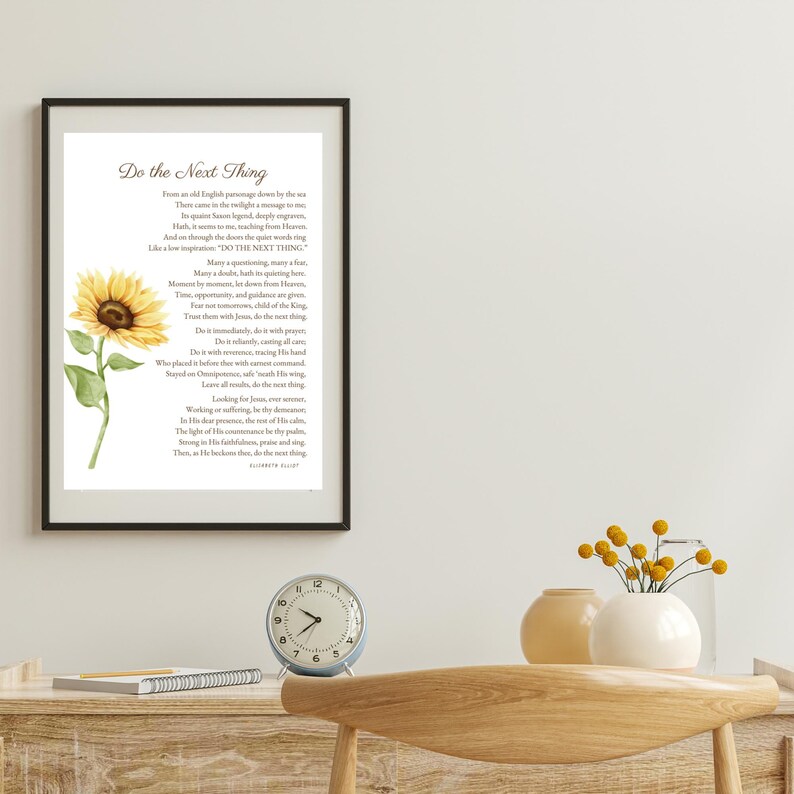 Do the Next Thing Poem, Elisabeth Elliot Quote, Reformed Christian Poetry Print, Christian ...