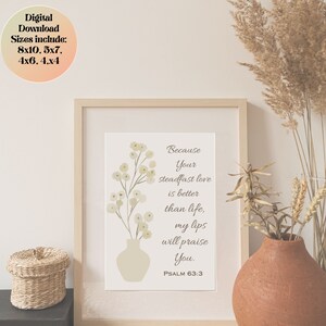Psalm 63:3, Christian Gift Wall Art Print, My Lips Will Praise God ...