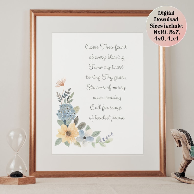 Come Thou Fount Hymn, Wall Art Print, Hymn Art Print, Come Thou Fount ...