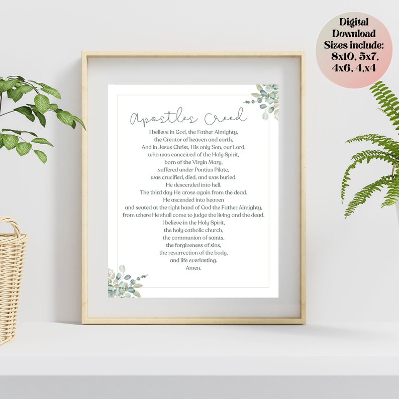 The Apostles Creed Print, Prayer Wall Art, Scripture Wall Art ...