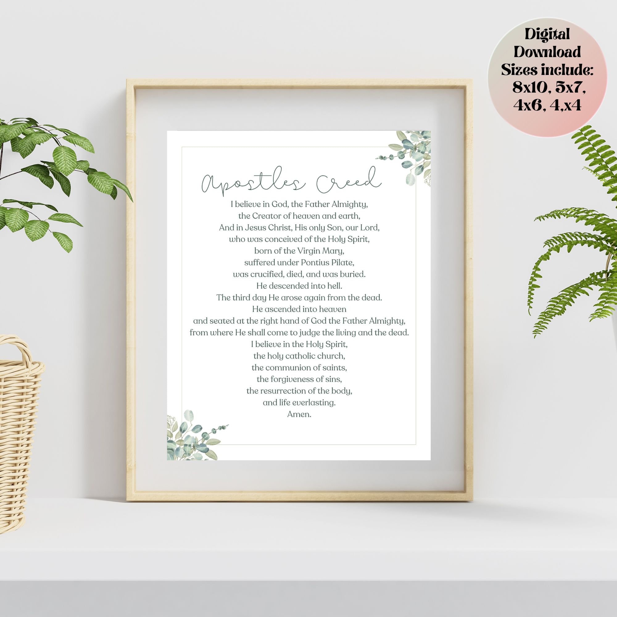 The Apostles Creed Print, Prayer Wall Art, Scripture Wall Art ...
