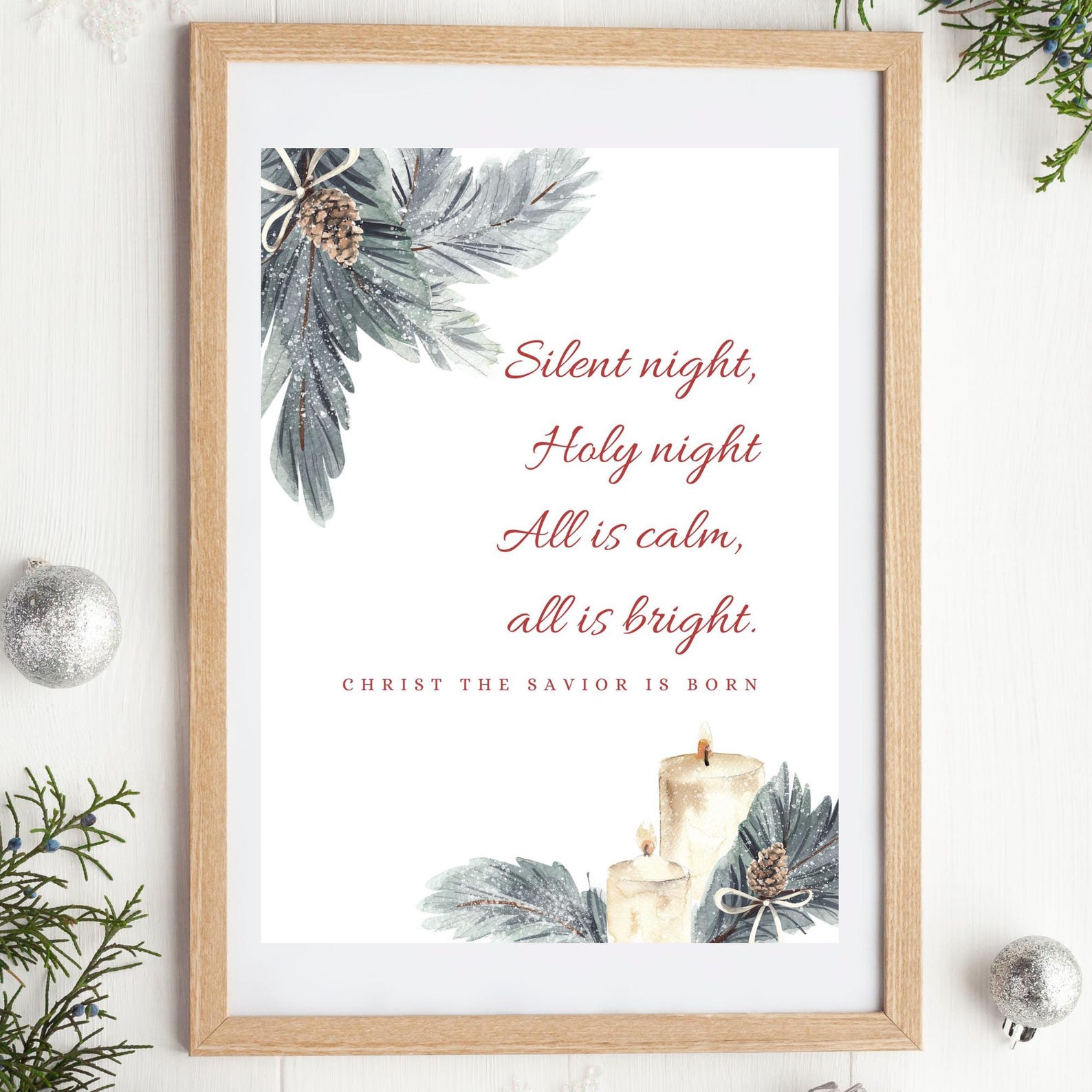 Silent Night Hymn, Holy Night Printable, Christ the Savior is Born ...