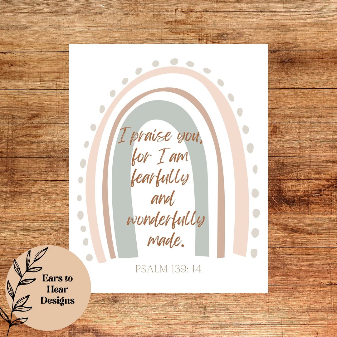 Psalm 139:14, Fearfully and Wonderfully Made, Christian Nursery Wall ...