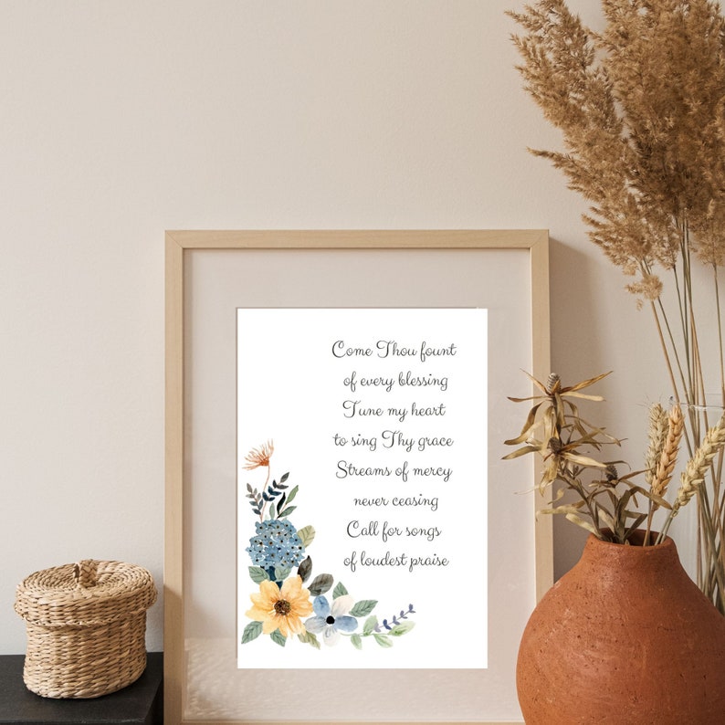 Come Thou Fount Hymn, Wall Art Print, Hymn Art Print, Come Thou Fount ...